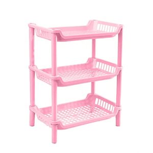 veul three-layer racks kitchen shelf multi-purpose shelf holders plastic floor-to-ceiling bathroom storage shelf kitchen organizer pink