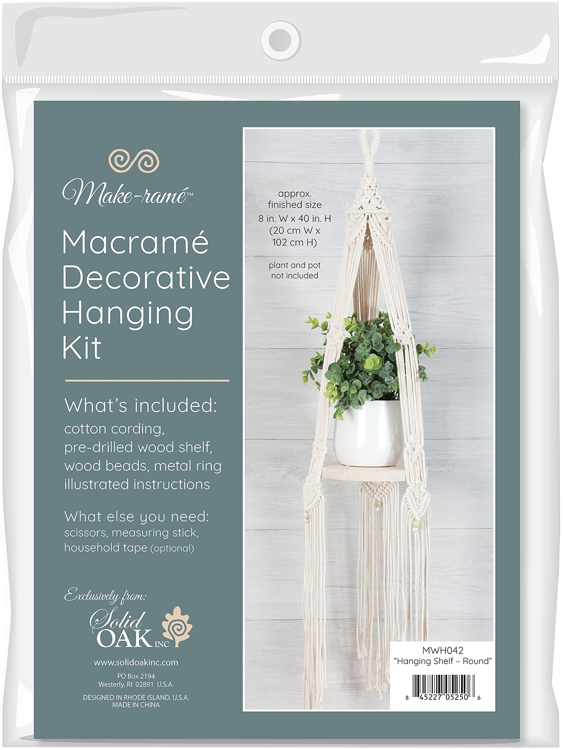 Solid Oak Macrame KIT SHLF, Hanging Shelf-Bohemian Round