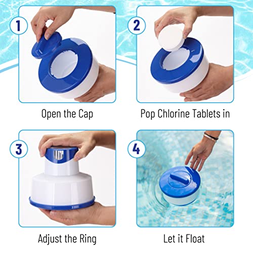 Pool Chlorine Floater, Collapsible, Chlorine Tablet Floater, Chlorine Floater 3 Inch Tablets, Floating Chlorine Dispenser for Pool, Pool Tablet Floater, Pool Floater for Chlorine Tablets