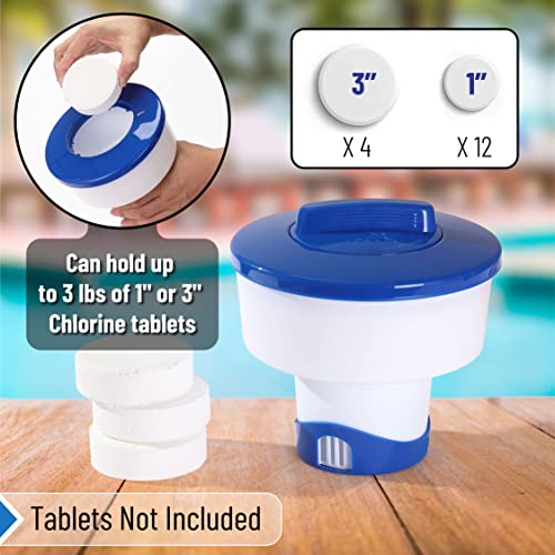 Pool Chlorine Floater, Collapsible, Chlorine Tablet Floater, Chlorine Floater 3 Inch Tablets, Floating Chlorine Dispenser for Pool, Pool Tablet Floater, Pool Floater for Chlorine Tablets