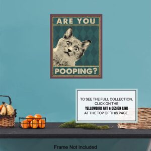 Funny Cat Bathroom Decor - Bathroom Wall Decor - Guest Bathroom Wall Art Pictures for Women, Men, Kids - Modern Bath Accessories - Cute Restroom Sign - Powder Room Decorations - Butt Napkins Poster