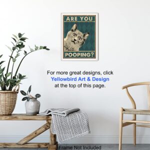 Funny Cat Bathroom Decor - Bathroom Wall Decor - Guest Bathroom Wall Art Pictures for Women, Men, Kids - Modern Bath Accessories - Cute Restroom Sign - Powder Room Decorations - Butt Napkins Poster