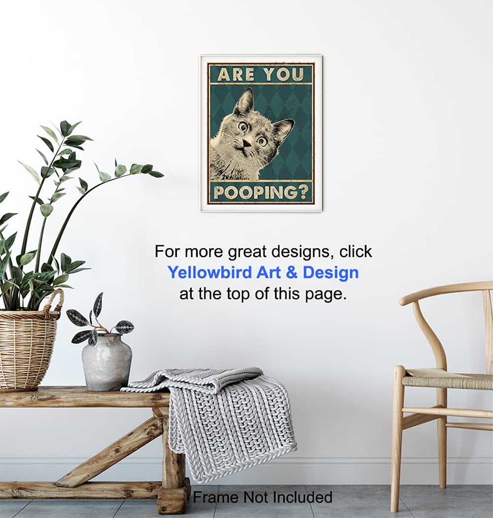 Funny Cat Bathroom Decor - Bathroom Wall Decor - Guest Bathroom Wall Art Pictures for Women, Men, Kids - Modern Bath Accessories - Cute Restroom Sign - Powder Room Decorations - Butt Napkins Poster