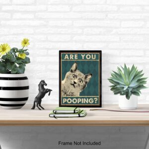 Funny Cat Bathroom Decor - Bathroom Wall Decor - Guest Bathroom Wall Art Pictures for Women, Men, Kids - Modern Bath Accessories - Cute Restroom Sign - Powder Room Decorations - Butt Napkins Poster