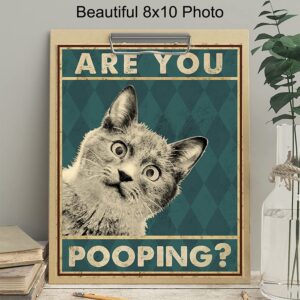 Funny Cat Bathroom Decor - Bathroom Wall Decor - Guest Bathroom Wall Art Pictures for Women, Men, Kids - Modern Bath Accessories - Cute Restroom Sign - Powder Room Decorations - Butt Napkins Poster