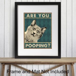 Funny Cat Bathroom Decor - Bathroom Wall Decor - Guest Bathroom Wall Art Pictures for Women, Men, Kids - Modern Bath Accessories - Cute Restroom Sign - Powder Room Decorations - Butt Napkins Poster