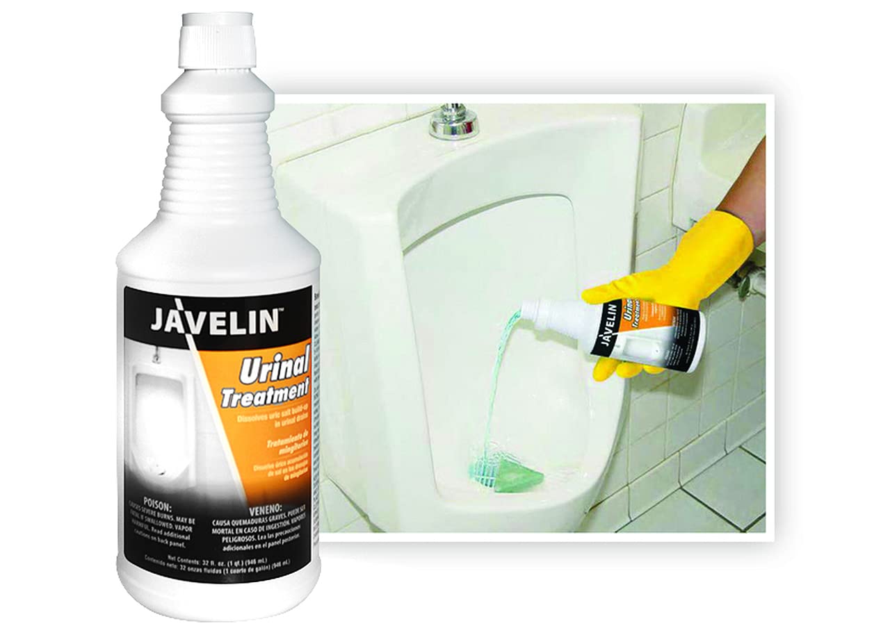 Javelin Urinal Treatment | Dissolves Uric Salt Build Up in Drains, Opens Fully Clogged Urinals | 32 Fl. Oz.