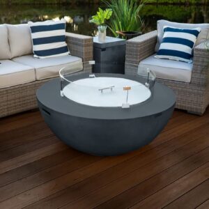 AKOYA Outdoor Essentials 42" Outdoor Propane Gas Fire Pit Table Bowl in Gray (Caribbean Blue)