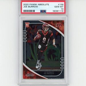 graded 2020 panini absolute joe burrow #158 rookie rc football card psa 10 gem mint