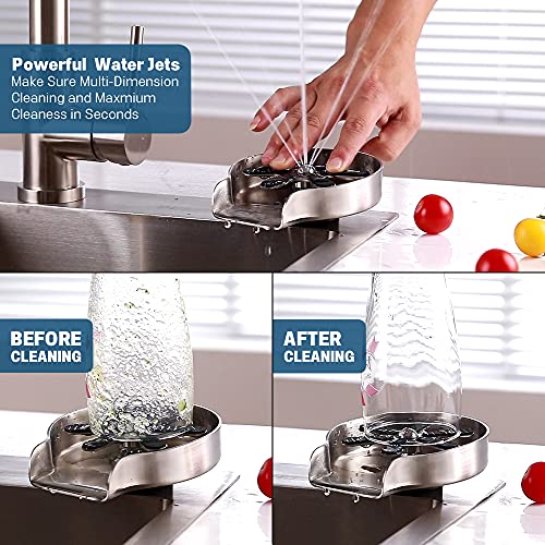 Grandiance Glass Rinser for Kitchen Sink,Cup Washer Cleaner for Sink Glass Bottle Washer Cleaner Sink Accessories Stainless Steel