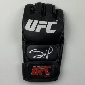 autographed/signed francis ngannou ufc mma black fighting glove beckett bas coa auto