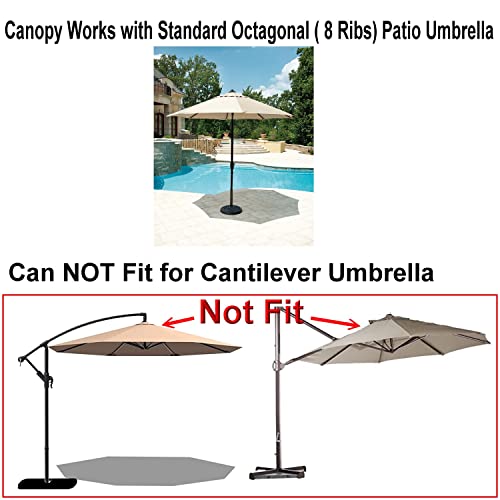 11ft Patio Umbrella Replacement Canopy Market Umbrella Top Outdoor Umbrella Canopy with 8 Ribs,Faded Resistant and UPF 50+ Sun Protection Sunbrella Fabric (Beige)