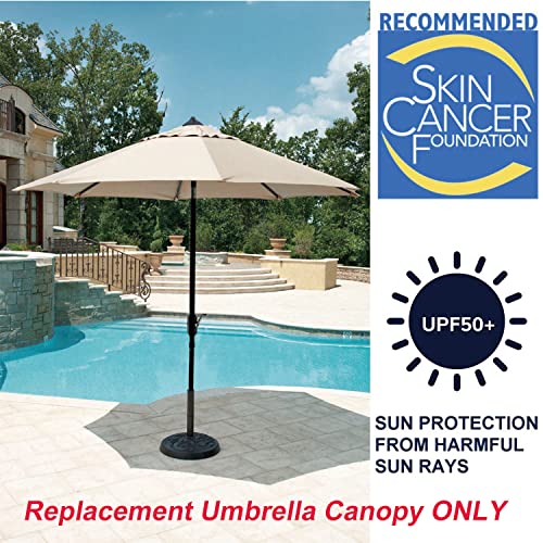 11ft Patio Umbrella Replacement Canopy Market Umbrella Top Outdoor Umbrella Canopy with 8 Ribs,Faded Resistant and UPF 50+ Sun Protection Sunbrella Fabric (Beige)