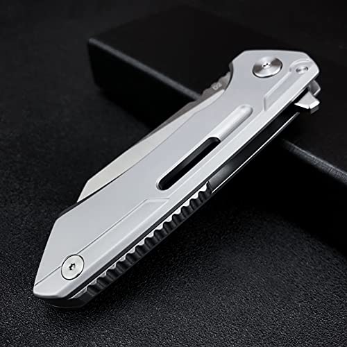 HUAAO 6.3’’ Tanto Folding Knife, D2 Steel Pocket Knife with Tanto Blade, Pocket Clip, Liner Lock, Flipper Knife for EDC Outdoor Camping Hiking