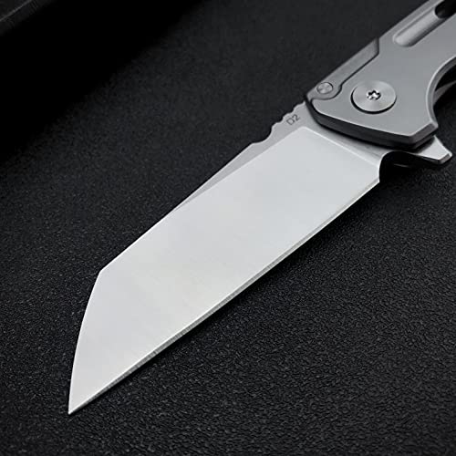 HUAAO 6.3’’ Tanto Folding Knife, D2 Steel Pocket Knife with Tanto Blade, Pocket Clip, Liner Lock, Flipper Knife for EDC Outdoor Camping Hiking