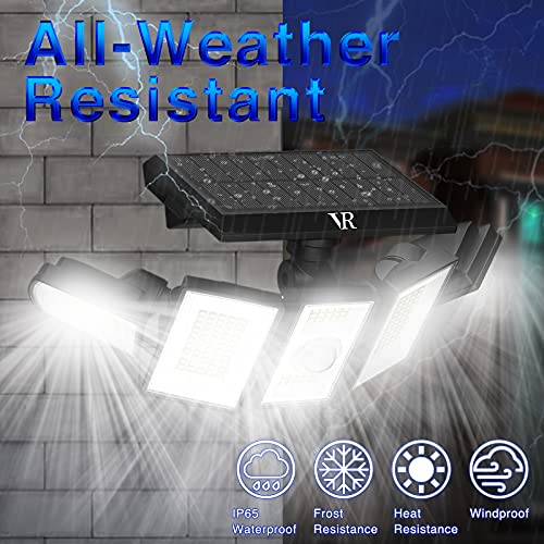 VENSSTNOR Solar Lights Outdoor Motion Sensor - 400% Brighter 7000K 3000LM 5 Levels Brightness 3 Lighting Modes 2400mAh 360° Wide Angle Illumination IP65 Waterproof Security Flood Light