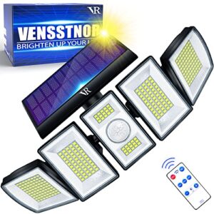 vensstnor solar lights outdoor motion sensor - 400% brighter 7000k 3000lm 5 levels brightness 3 lighting modes 2400mah 360° wide angle illumination ip65 waterproof security flood light