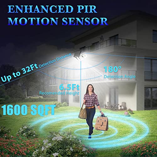 VENSSTNOR Solar Lights Outdoor Motion Sensor - 400% Brighter 7000K 3000LM 5 Levels Brightness 3 Lighting Modes 2400mAh 360° Wide Angle Illumination IP65 Waterproof Security Flood Light