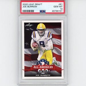 graded 2020 leaf draft joe burrow #61 rookie rc football card psa 10 gem mint