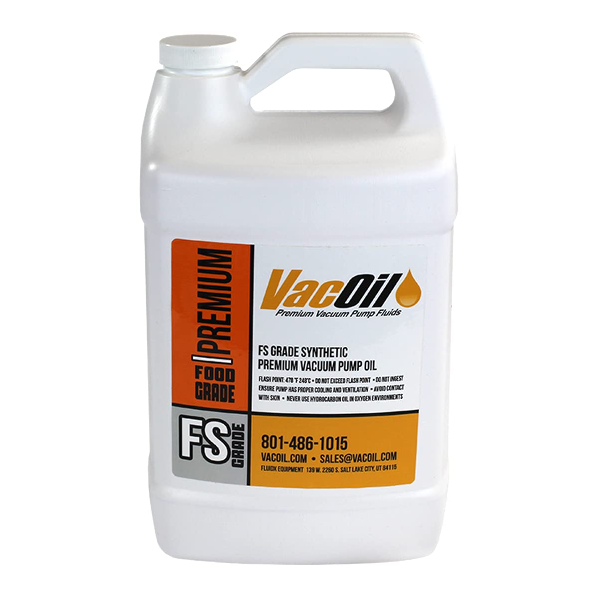 VacOil FS Food Grade Vacuum Pump Oil | 1 Gallon for Edwards, Welch, Leybold, Agilent, High Grade, Molecularly Distilled & Increases Vacuum Pump Life