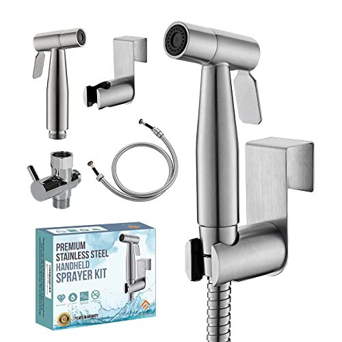 NRA Trader - Handheld Bidet Sprayer Kit, Stainless Steel Bidet Attachment for Toilet and Wall Mounting Options, Multifunctional Handheld Bidet for Personal Washing, Cleaning Things, Pets and More