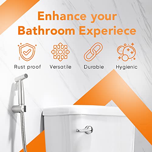 NRA Trader - Handheld Bidet Sprayer Kit, Stainless Steel Bidet Attachment for Toilet and Wall Mounting Options, Multifunctional Handheld Bidet for Personal Washing, Cleaning Things, Pets and More