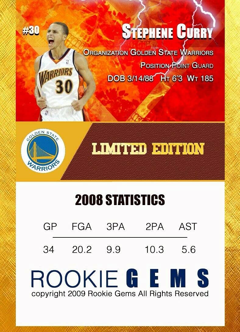 2009 STEPHEN CURRY FIRST GOLD ROOKIE GEMS ROOKIE CARD GOLDEN STATE WARRIORS