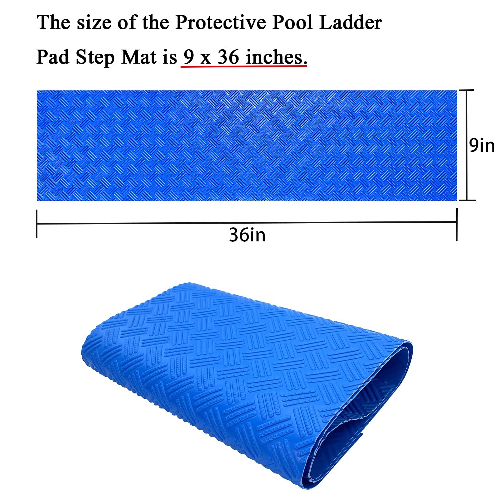 SKARUMMER Swimming Pool Ladder Mat - Protective Pad Step with Non-Slip Texture, Blue Medium 36 inch X 9