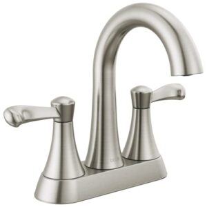 delta faucet esato centerset bathroom faucet brushed nickel, bathroom sink faucet, drain assembly included, spotshield brushed nickel 25897lf-sp