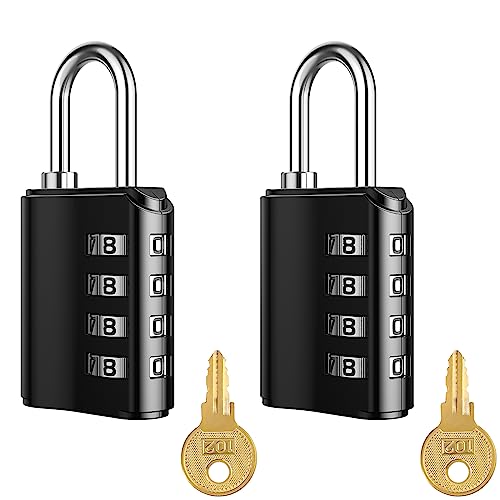 AMIR 2-Pack Combination Lock, 4-Digit Security Padlock with Key, Door Lock for School, Gym or Sports Lockers, Fences, Toolboxes, Boxes, Hitches, Storage