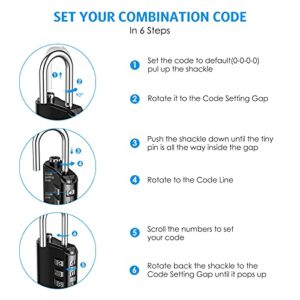 AMIR 2-Pack Combination Lock, 4-Digit Security Padlock with Key, Door Lock for School, Gym or Sports Lockers, Fences, Toolboxes, Boxes, Hitches, Storage