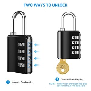 AMIR 2-Pack Combination Lock, 4-Digit Security Padlock with Key, Door Lock for School, Gym or Sports Lockers, Fences, Toolboxes, Boxes, Hitches, Storage