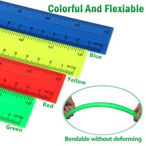 20 Pack Color Ruler 12 Inch, Winspeed Ruler with Inches and Centimeters Foldable Flexible Ruler Plastic Rulers for School（Green, Red, Yellow, Blue）