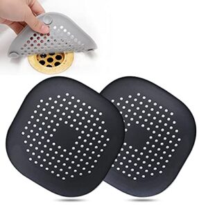 hair drain catcher,square drain cover for shower silicone hair stopper with suction cup,easy to install suit for bathroom,bathtub,kitchen 2 pack(black)