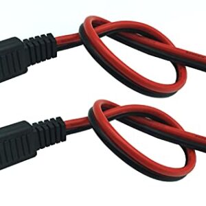 Halokny SAE Single Ended Extension Cable, 2 PCS 14AWG SAE Quick Disconnect Plug Cable for Automobile and Solar Panel(1Feet/30cm)