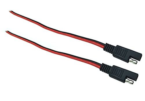 Halokny SAE Single Ended Extension Cable, 2 PCS 14AWG SAE Quick Disconnect Plug Cable for Automobile and Solar Panel(1Feet/30cm)