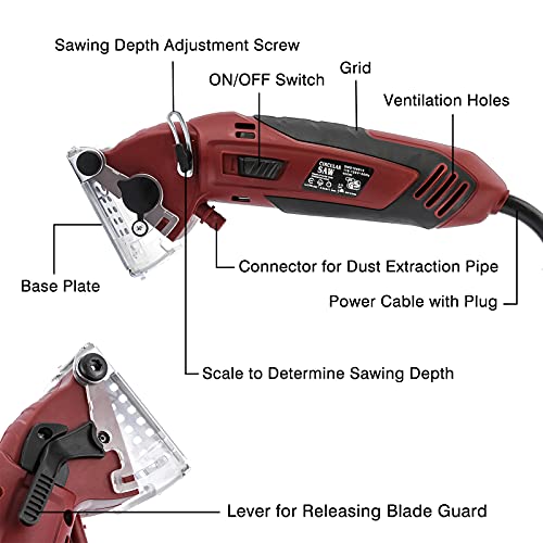 IRONWALLS Mini Circular Saw Set, 400W 3400RMP Multi-Functional Circular Saw Machine with 3PCS Carbide Tipped Blade, 110V Hand-Held Corded Electric Powered Mini Saw for Wood, Metal, Tile, PVC Plastic