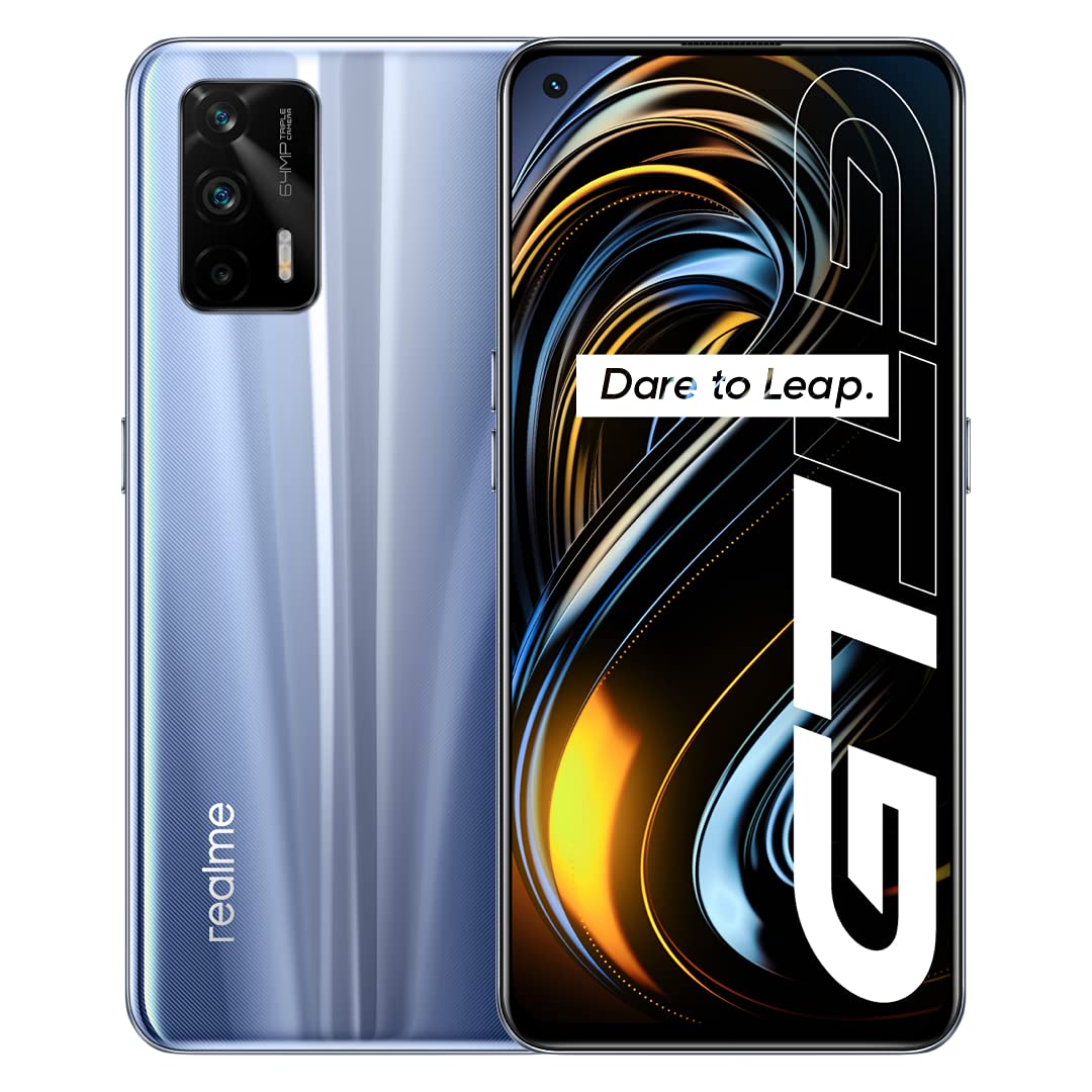 realme GT, 8GB 128GB, Unlocked, Snapdragon 888 with 64MP AI Triple Camera, 4500 Battery 65W SuperDart Charge, 120Hz 6.43" Super AMOLED Fullscreen, Global Version (EU Charger with Adapter US), Silver