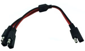 halokny sae splitter cable, 14awg sae 1 to 2 dc power automotive y splitter extension cable for automobile and solar panel (1ft/30cm)