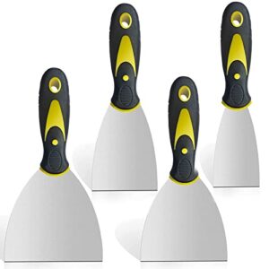 4 pack putty knife scraper, 2" 3" 4" 5" putty knife set, stainless steel putty knife scraper, wallpaper scraper paint scraper tool for spreading drywall spackle & mud, taping, scraping paint