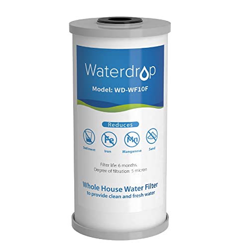 Waterdrop Whole House Water Filter, Iron Filter, Sediment Filter for Well Water, Reduce Manganese, Replacement for Ispring, GE, Waterdrop, Any 10" x 4.5" Whole House Water Filters System, 5 Micron