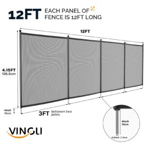 VINGLI Swimming Pool Fence 4Ft x 108Ft, Ground Safety Fencing, Black