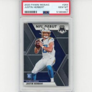 graded 2020 panini mosaic justin herbert #263 rookie rc football card psa 10 gem mint