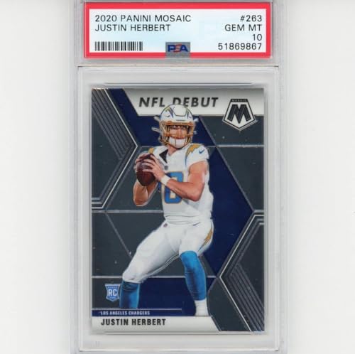 Graded 2020 Panini Mosaic Justin Herbert #263 Rookie RC Football Card PSA 10 Gem Mint