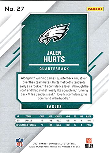 2021 Donruss Elite #27 Jalen Hurts Philadelphia Eagles Official NFL Football Trading Card in Raw (NM or Better) Condition