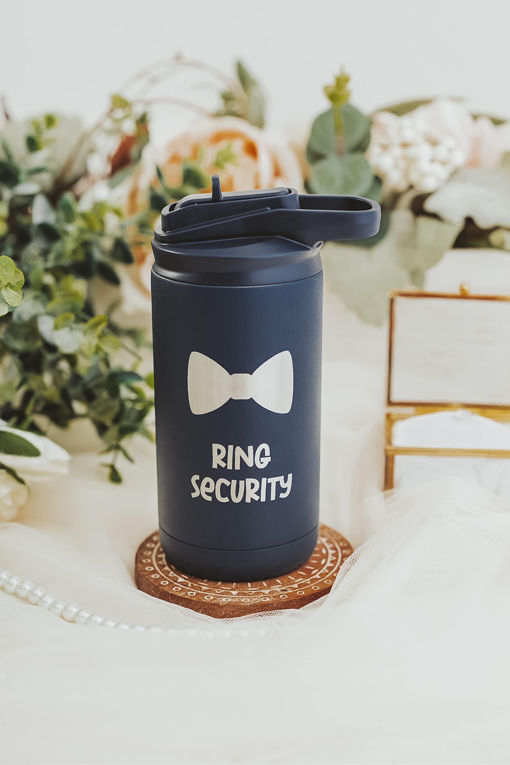 Legacy and Light Ring Security Water Bottle, Cup for Ring Bearer Proposal, Will you be my ring bearer Tumbler, Thank You Wedding Day Favor, Toddler or Little Boy Gift Ideas from Bride and Groom