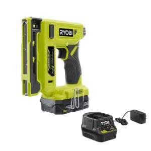 ryobi - 18-volt one+ - compression drive 3/8" crown stapler battery and charger - pnr01kmx