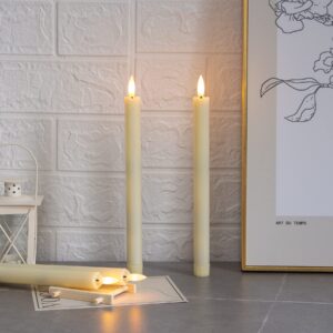 Vtobay Flameless Taper Candles with Remote Timer,Set of 2 Ivory Flickering LED Candlesticks,Battery Operated Window Plastic Warm Fire Candles for Indoor Outdoor Decor,(No Scent, 0.78” x 10.24”)