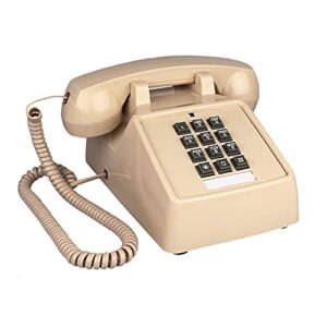 telpal landline phones for home office hotel school corded single line heavy desktop basic telephone for seniors retro classic old fashion movie decor telephones with loud metal bell ringer (ivory)