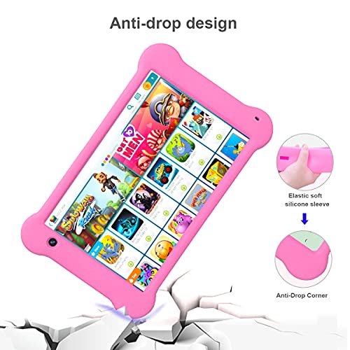 ANXONIT Kids Tablet, 7 inch WiFi Android 11 Tablet for Kid, Full HD 1920x1200 IPS Screen, 2GB RAM 32GB ROM,Kidoz Game Education Apps (Pink)